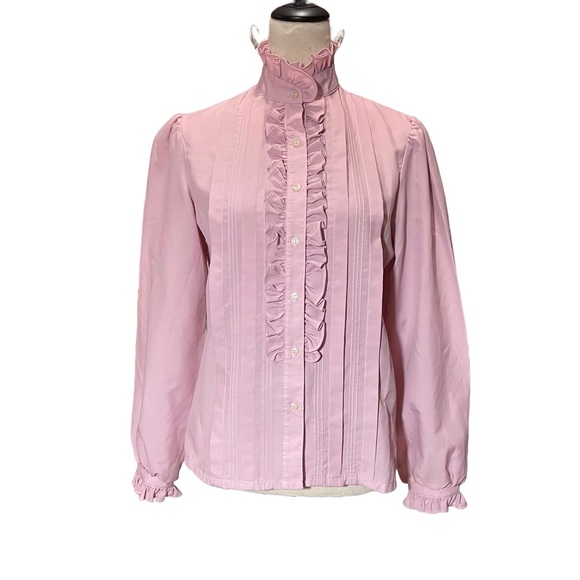 Vintage | Tops | Vintage 97s 70s Edwardian Victoria Mauve Ruffle Neck ...